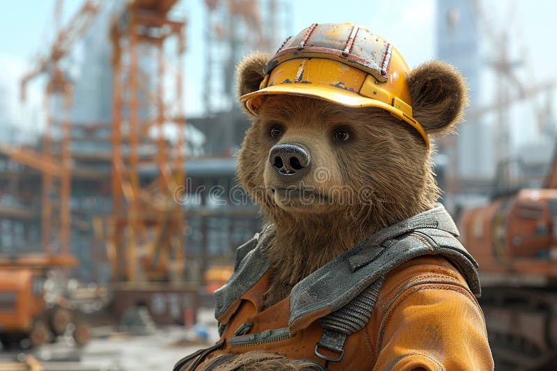 Construction Bear stock illustration. Illustration of portrait - 334740209