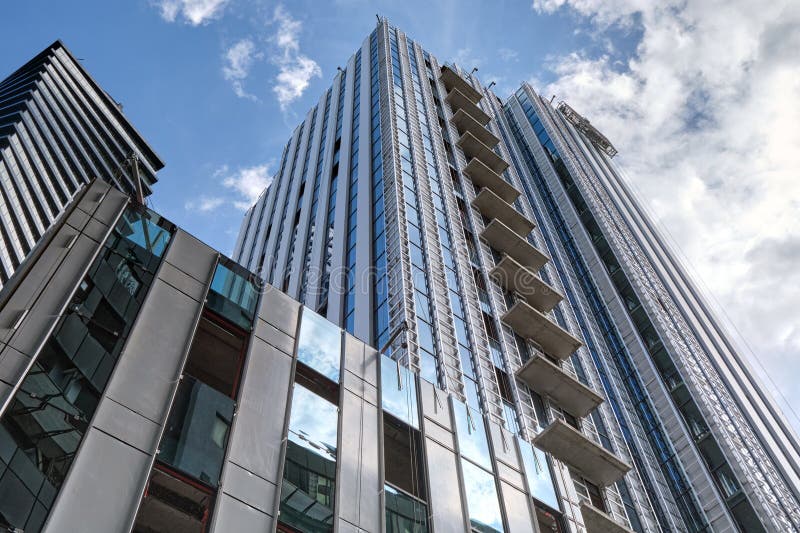 Construction of a Beautiful Modern Office Skyscraper Against the Sky ...