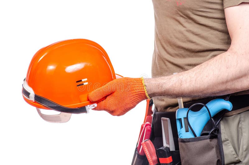 Construction Belt on a Man Tool Belt Builder Stock Photo - Image of ...
