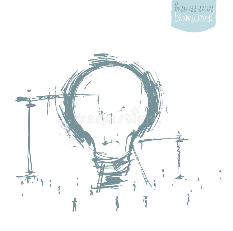 Construction Big Idea Concept Drawn Vector Sketch. Stock Vector ...