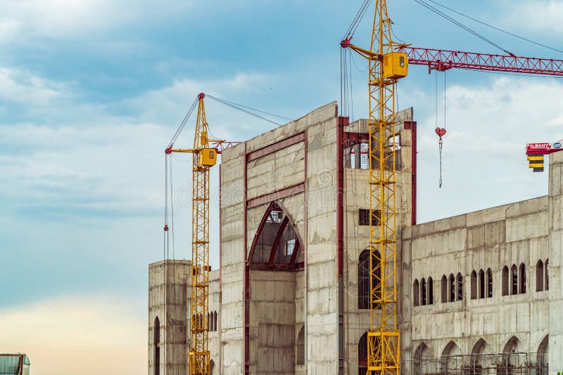 Construction of Big Modern Mosque Stock Image - Image of industry ...