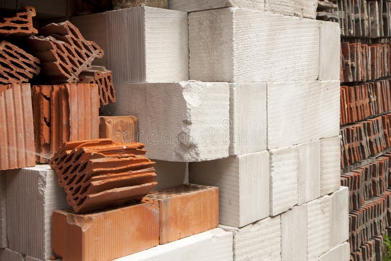 Construction Blocks in a Pile Stock Image - Image of material, block ...