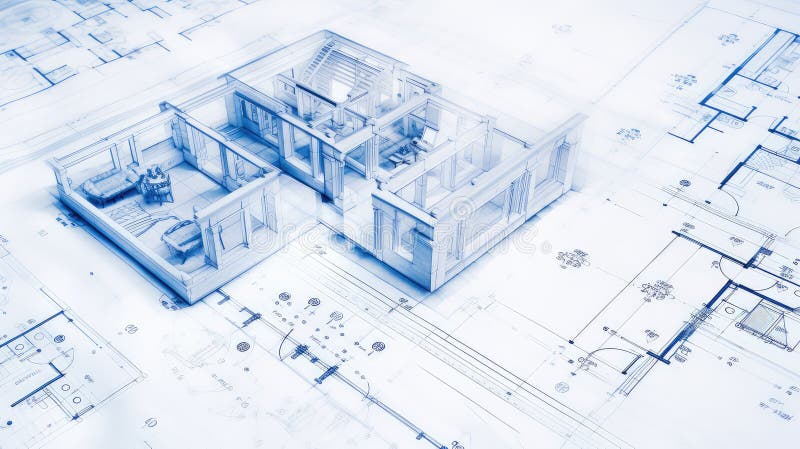 Construction blue print stock illustration. Illustration of generated ...