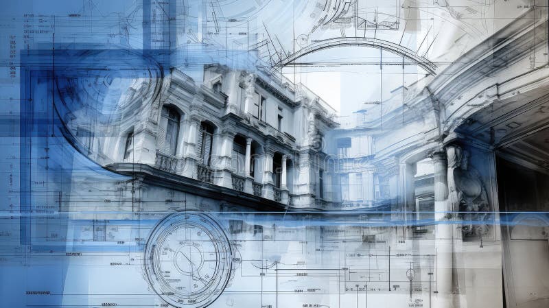 Construction Blue Prints Background Stock Illustration - Illustration ...