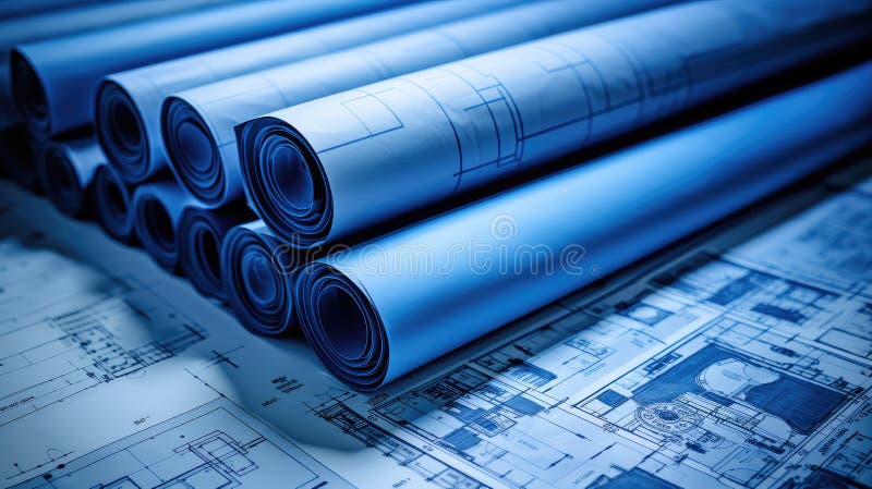 Construction Blue Prints Background Stock Illustration - Illustration ...