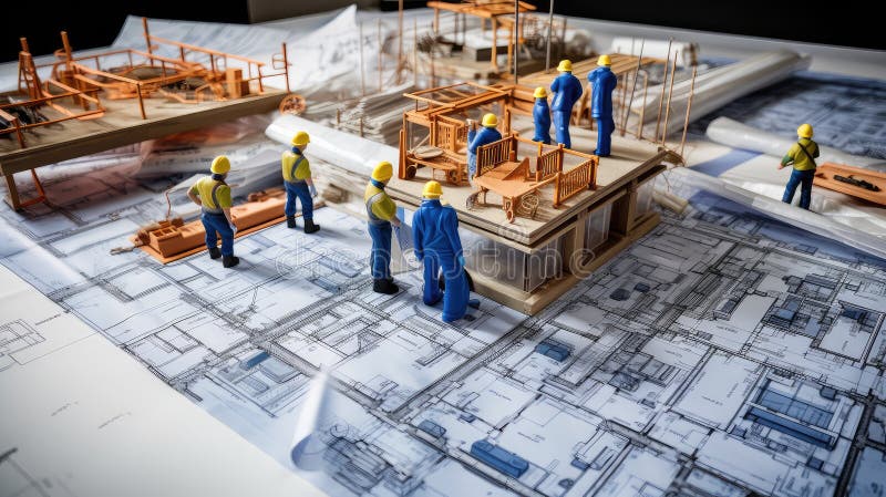 Construction Blue Prints Building Stock Illustration - Illustration of ...