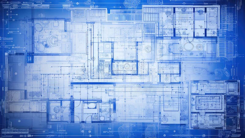 Construction Blueprint of Building Stock Illustration - Illustration of ...