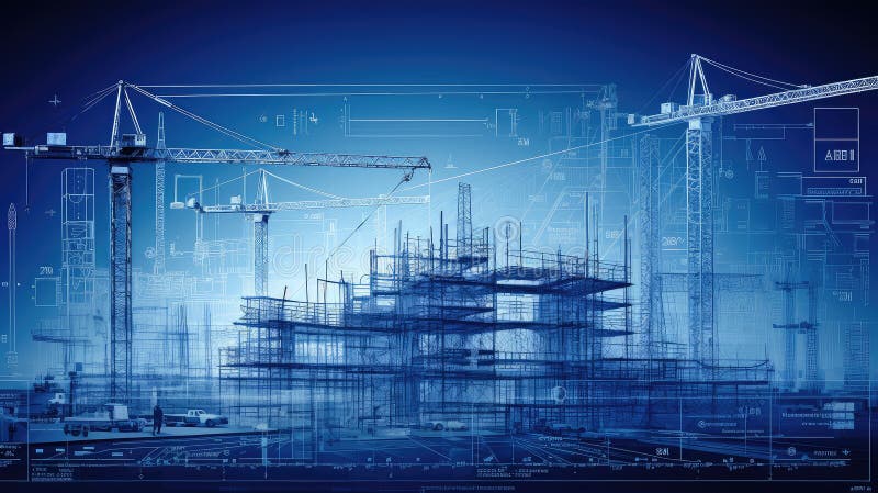 Construction Blueprint Building Stock Illustration - Illustration of ...