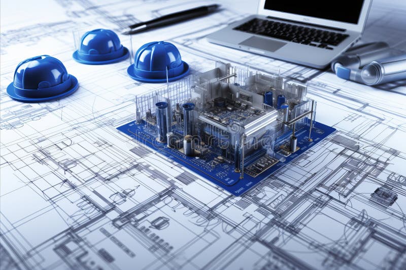 Modern House Being Built on Detailed Architectural Blueprints for ...