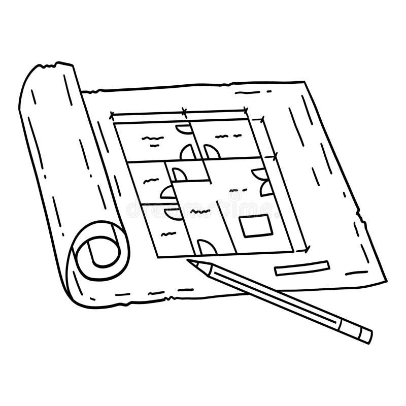 Construction Blueprint and Pencil Cartoon Clipart Stock Vector ... Construction Blueprint and Pencil Cartoon Clipart Stock Vector ...