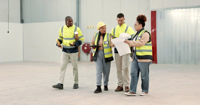 Hands, Blueprint and People in Architecture Meeting for Teamwork ...