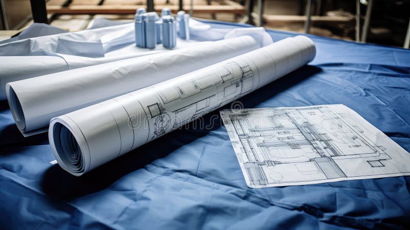 Construction Blueprint White Stock Illustration - Illustration of ...
