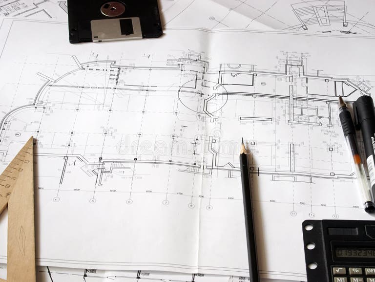 Construction blueprints stock image. Image of numbers - 1083617