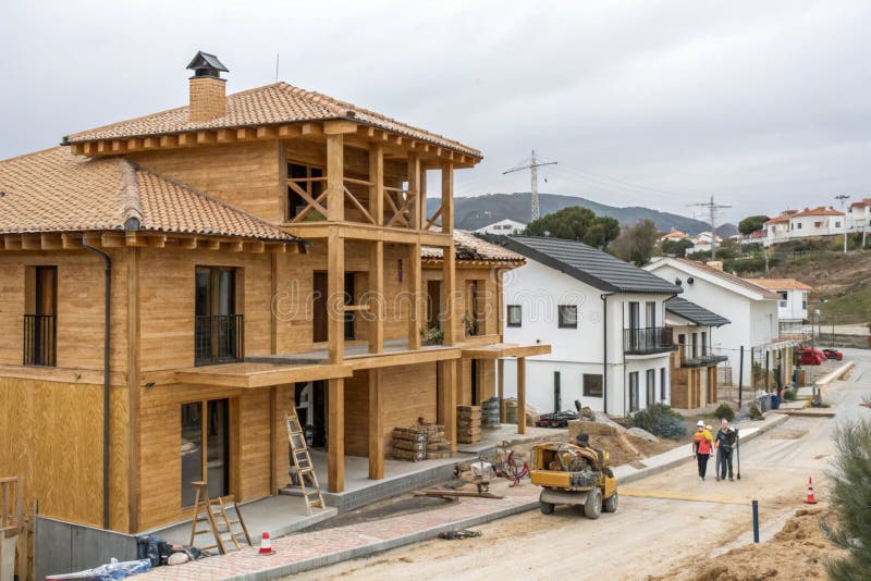 Wooden Structure Construction in Spain during Building Boom Stock ...