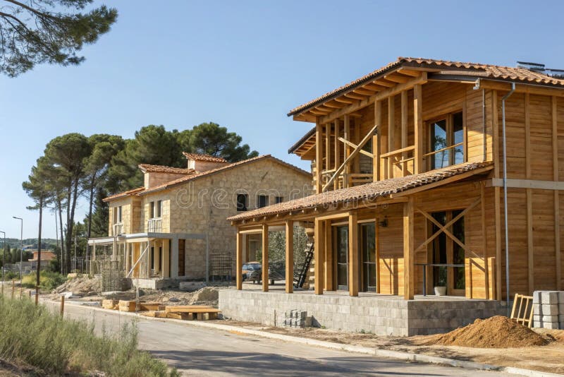 Wooden Structure Construction in Spain during Building Boom Stock ...