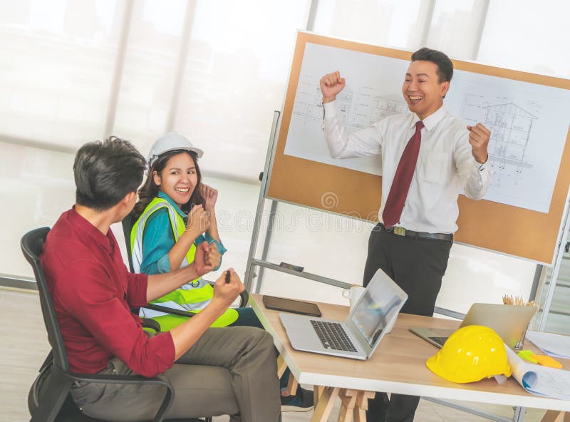 Construction Boss Congratulating His Team for Successfull Project ...