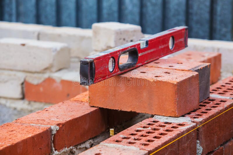 Construction of Brick Building Stock Photo - Image of level, facade ...