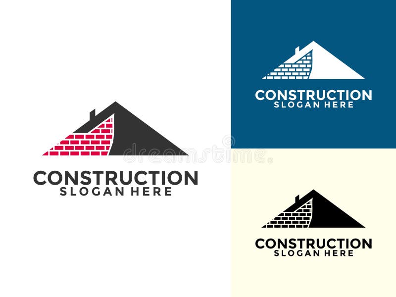Construction with Brick and Building Logo Vector Template Stock Vector ...