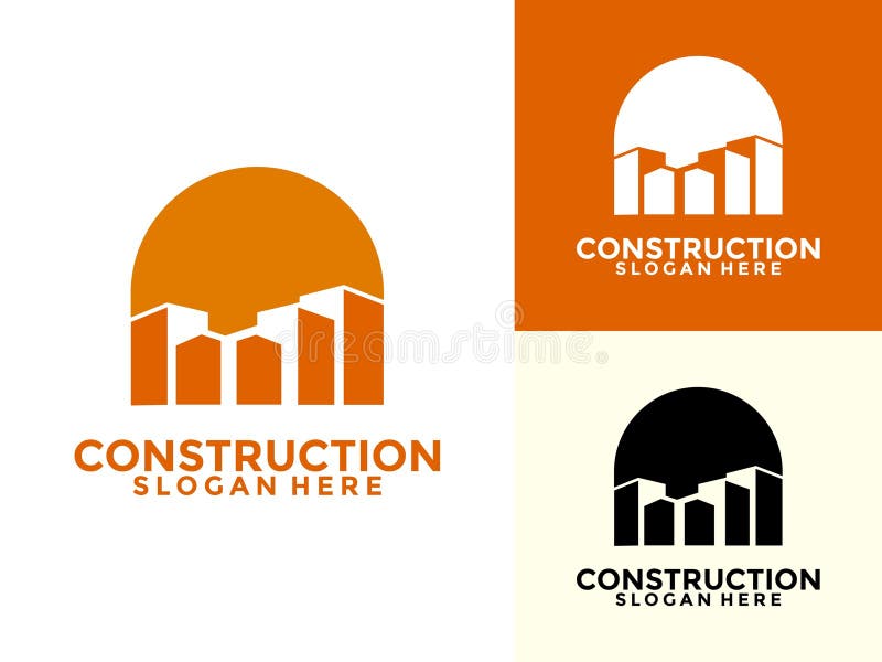 Construction with Brick and Building Logo Vector Template Stock Vector ...