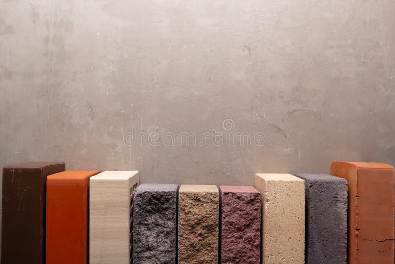 Construction Brick at Cement Background. Stack of Bricks and Wall ...