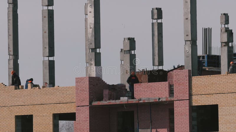 Construction of a Brick High-rise Building Stock Video - Video of ...