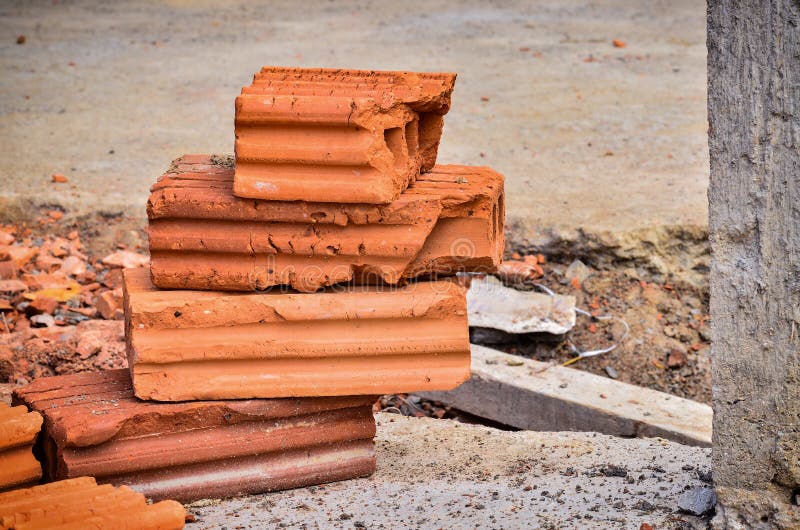 Construction Brick Make Wall Stock Image - Image of material, urban ...
