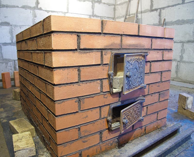 Construction of Brick Ovens. Brick Stove for Sauna Stock Image - Image ...