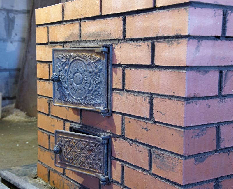 Construction of Brick Ovens. Brick Stove for Sauna Stock Image - Image ...