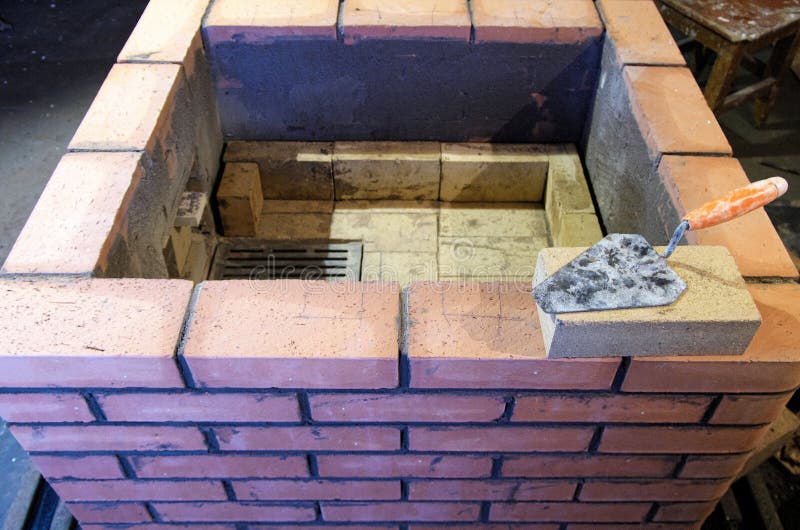 Construction of Brick Ovens. Brick Stove for Sauna Stock Image - Image ...
