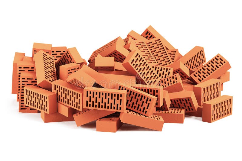 Construction Bricks Isolated on White. 3D Rendering Stock Illustration ...