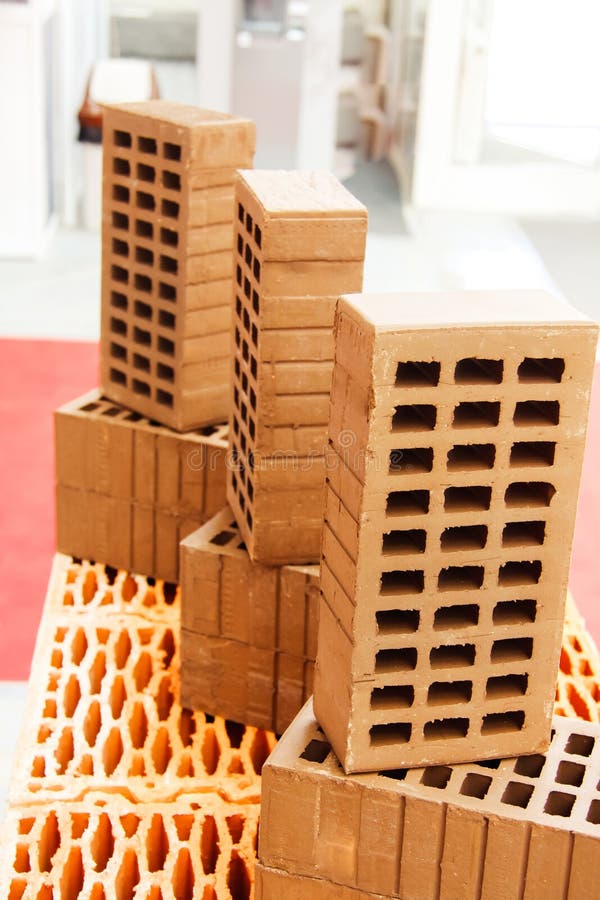 Construction Bricks with Rectangular Holes. Trade in Building Materials ...