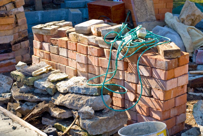 Construction Bricks and Stones Stock Image - Image of assembled, build ...