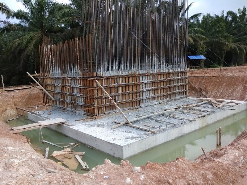 The Construction of the Bridge Abutment Stock Image - Image of garden ...