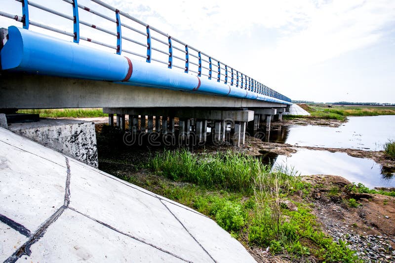 Construction of the Bridge in Countryside. Stock Image - Image of ...