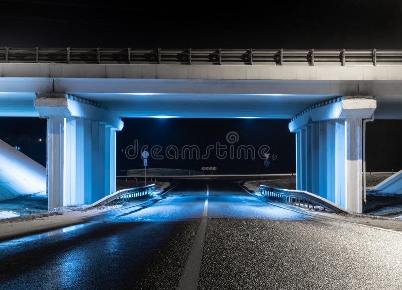 Construction Bridge Light Blue Transportation Night Architecture Stock ...