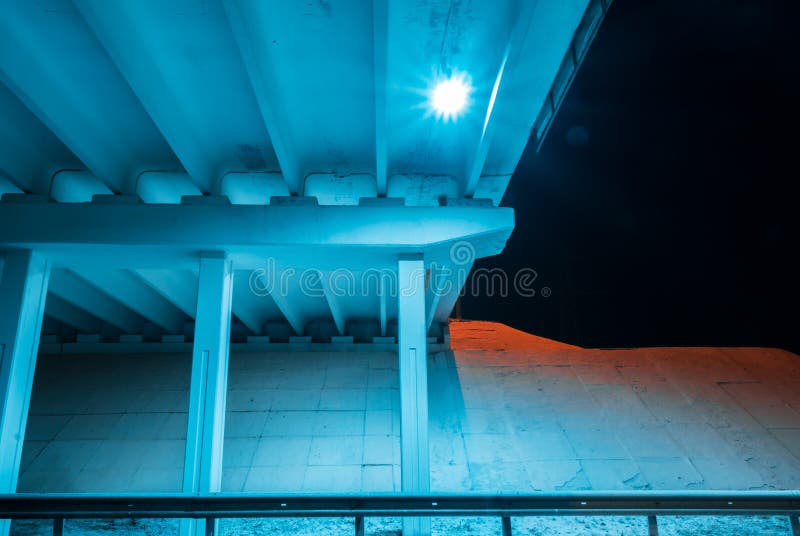 Construction Bridge Light Blue Transportation Night Architecture Stock ...