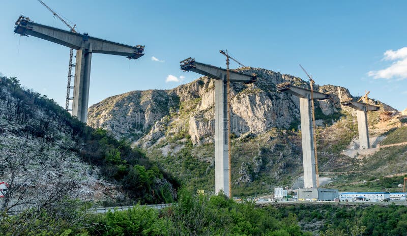 Construction of Bridge of a New Highway in Montenegro Stock Photo ...