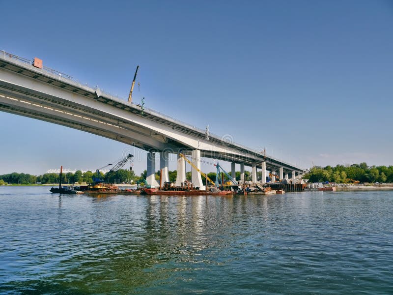 Construction of a Bridge Over the Don River Stock Image - Image of citu ...
