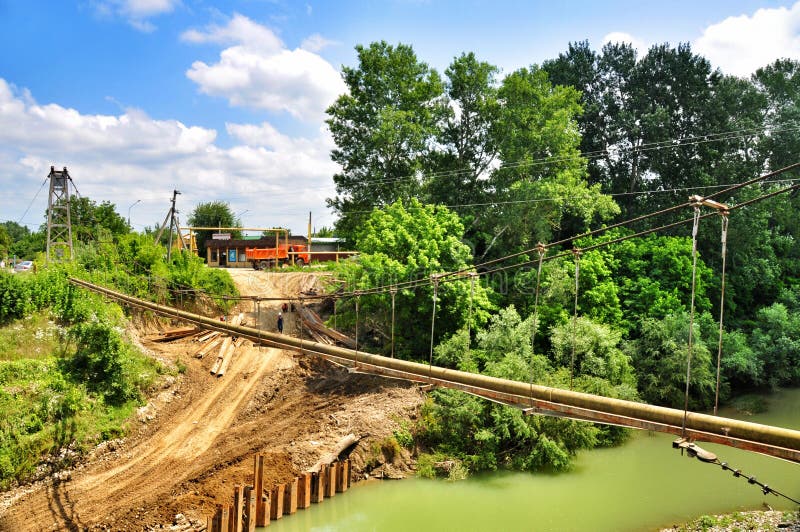 The Construction of a Bridge Over River Psekups Editorial Image - Image ...