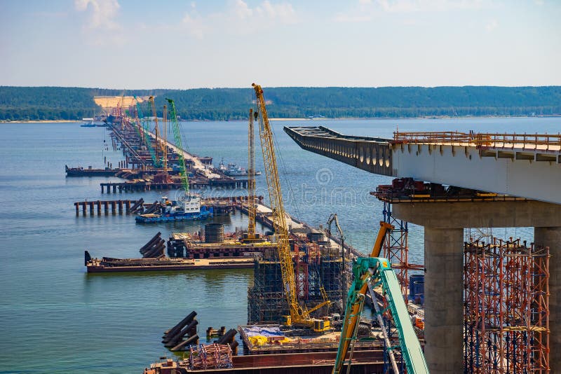 Construction of a Bridge Over the Volga River. Construction of Bridge ...