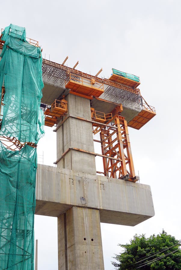 Construction of Bridge Pier Stock Photo - Image of industry, overpass ...