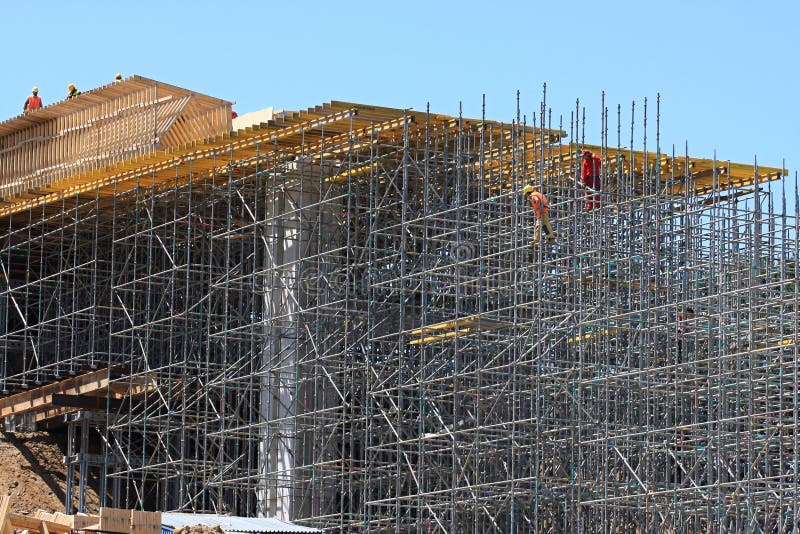 Construction of the Bridge and Scaffolding Stock Image - Image of ...