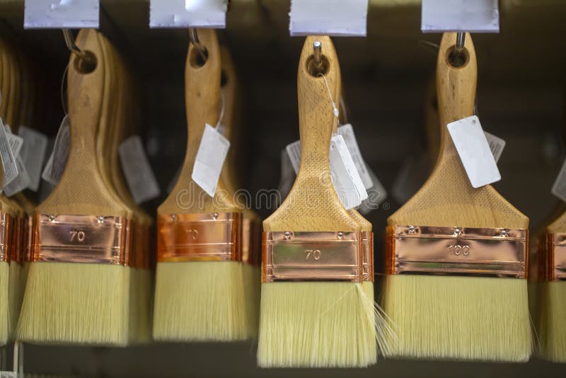 The Construction of the Brush on a Shelf in a Hardware Store Stock ...
