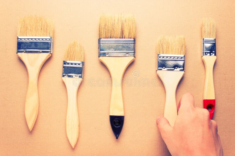 Construction Brushes Different Sizes Stock Photo - Image of glaze ...