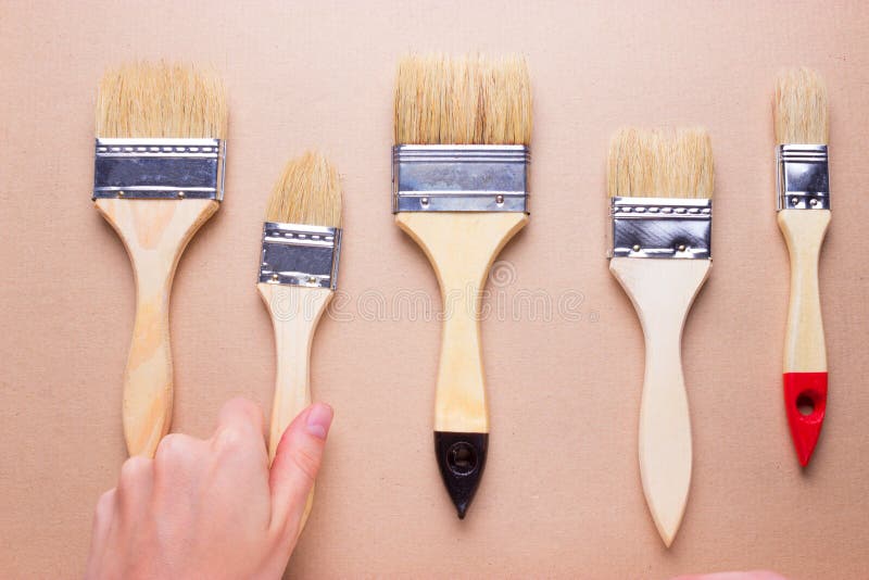 Construction Brushes Different Sizes Stock Photo - Image of close ...