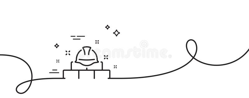 Construction Builder Line Icon. Engineer or Architect Helmet Sign ...