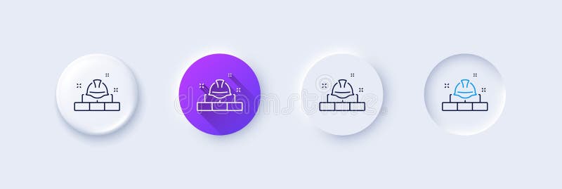 Construction Builder Line Icon. Engineer or Architect Helmet Sign. Line ... Construction Builder Line Icon. Engineer or Architect Helmet Sign. Line ...