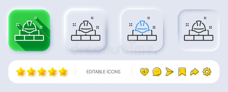 Construction Builder Line Icon. Engineer or Architect Helmet Sign ...
