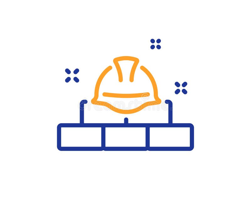 Construction Builder Line Icon. Engineer or Architect Helmet Sign ...