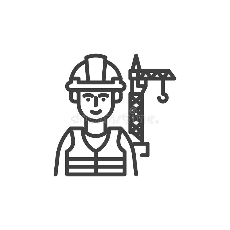 Construction Builder Line Icon Stock Vector - Illustration of worker ...